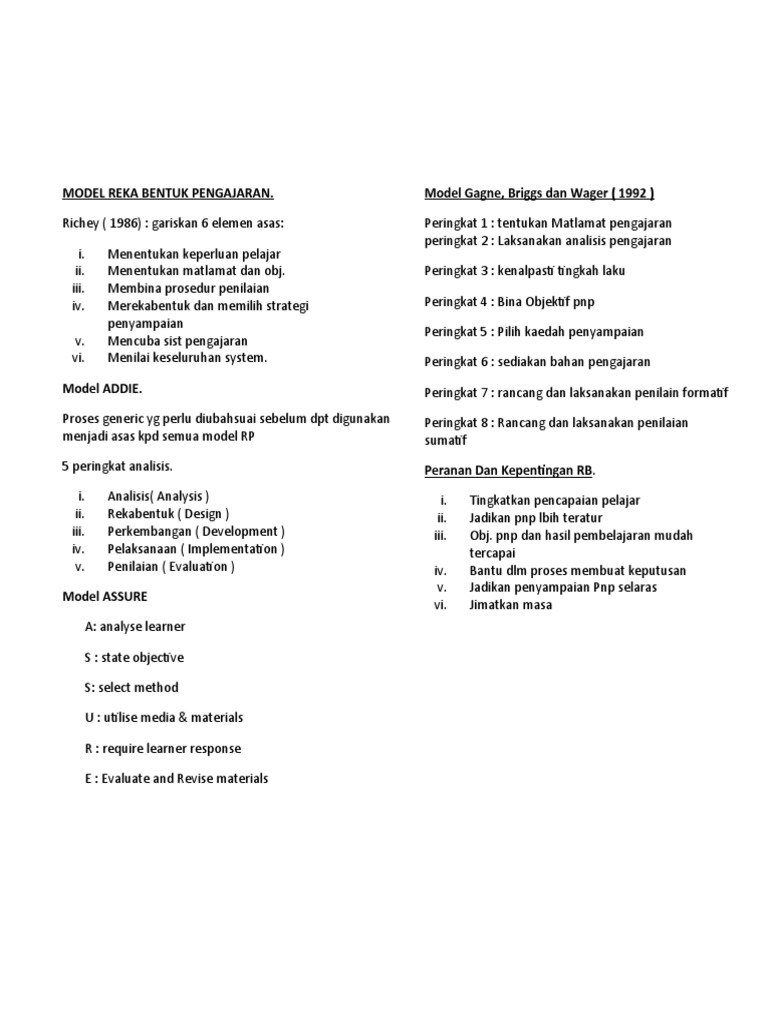 Model Reka Bentuk Pengajaran | PDF