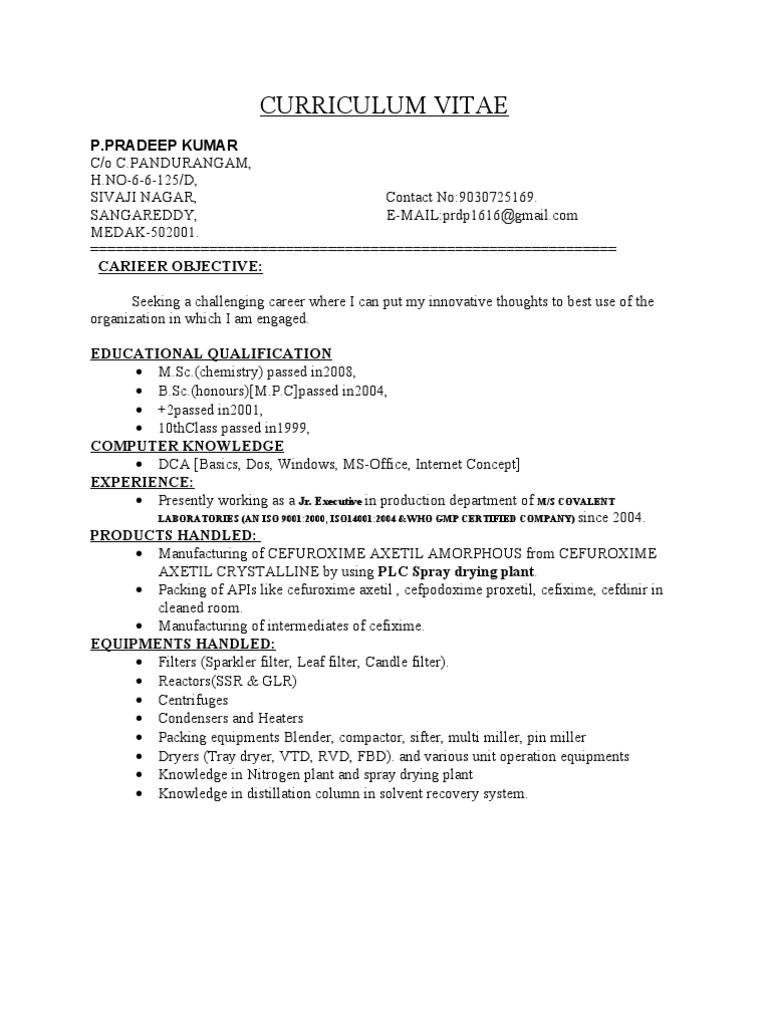 Curriculum Vitae | PDF | Chemistry | Nature