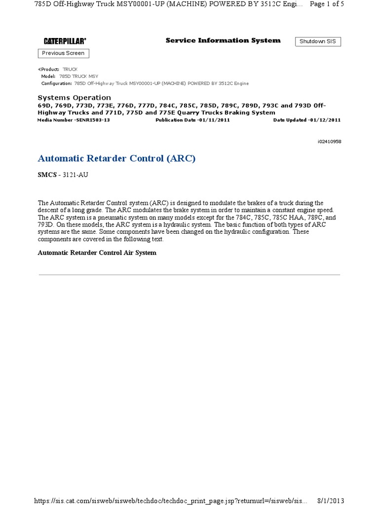 Automatic Retarder Control (ARC) | PDF | Truck | Brake