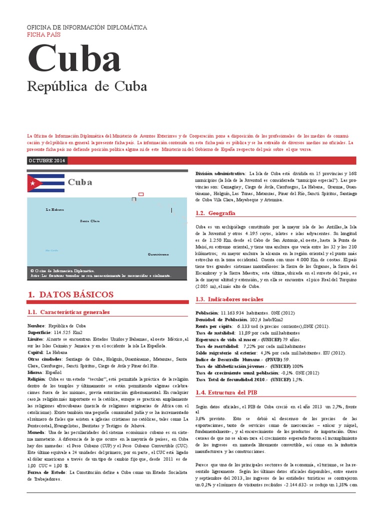 Cuba Ficha Pais | PDF | Cuba | Unión Europea
