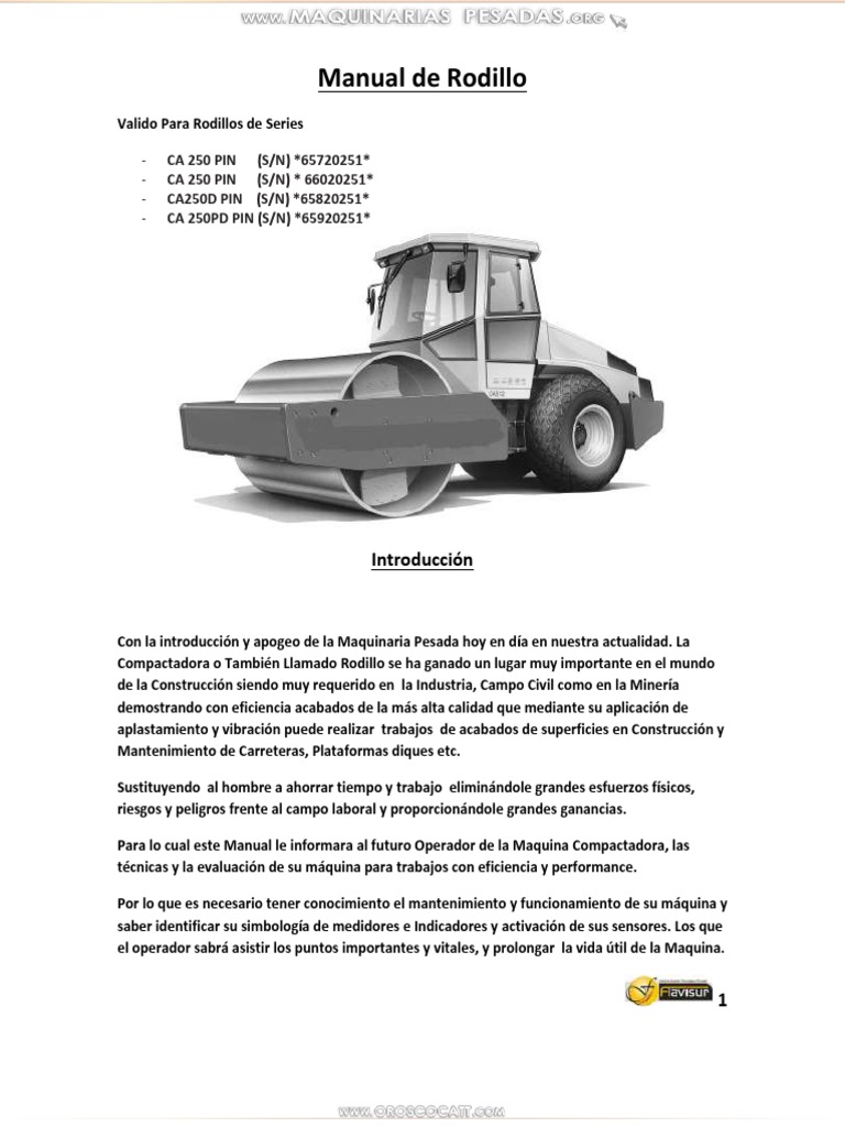 Manual Rodillo Compactador Series Ca250 Dynapac | Tornillo | Engranaje