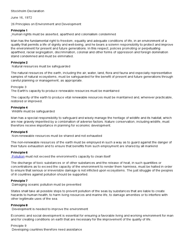 Stockholm Declaration | Sustainability | Sustainable Development
