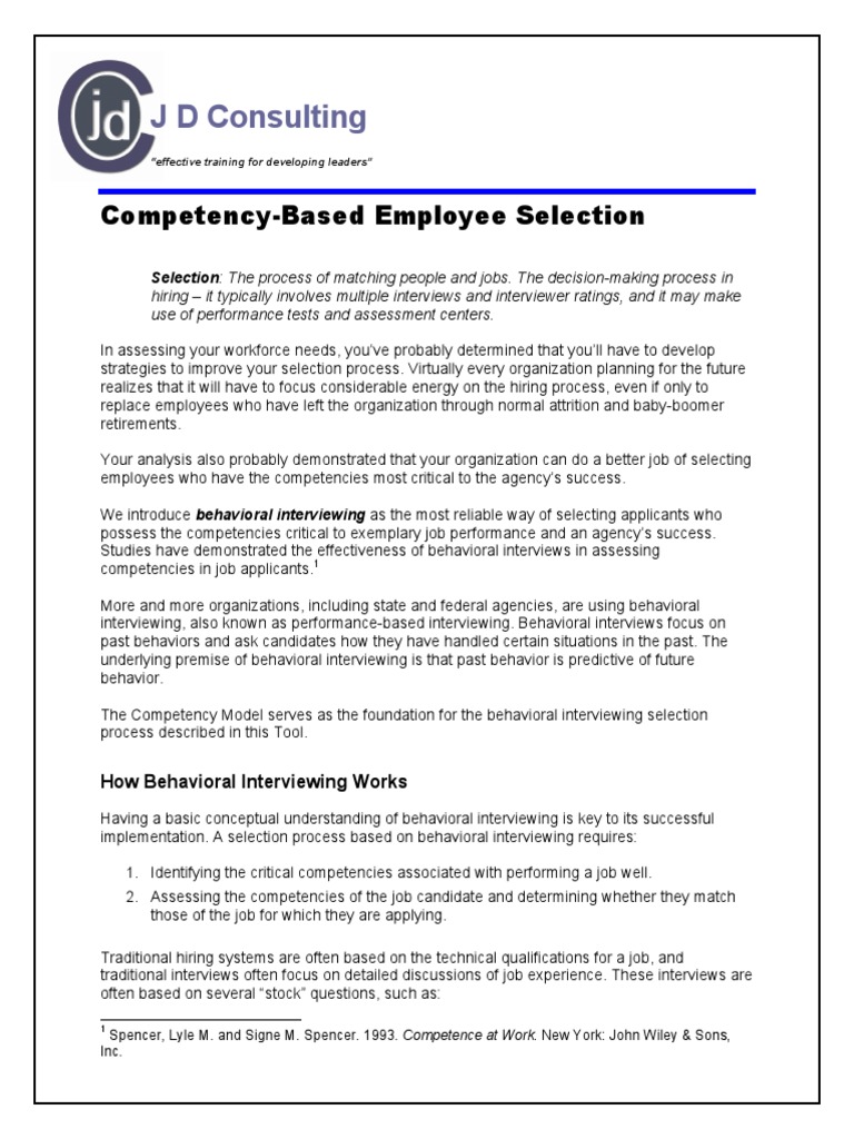 Competency-Based Employee Selection MC | PDF | Job Interview ...