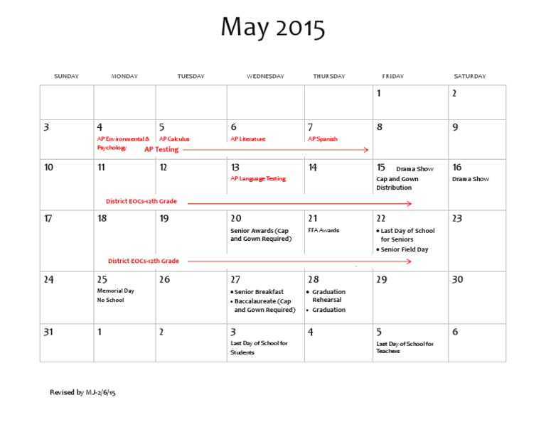 May 2015 Senior Events Calendar | PDF