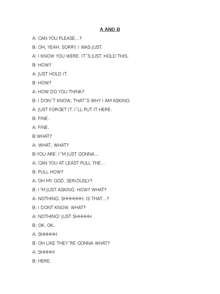 A AND B Scenes For Acting Class | PDF