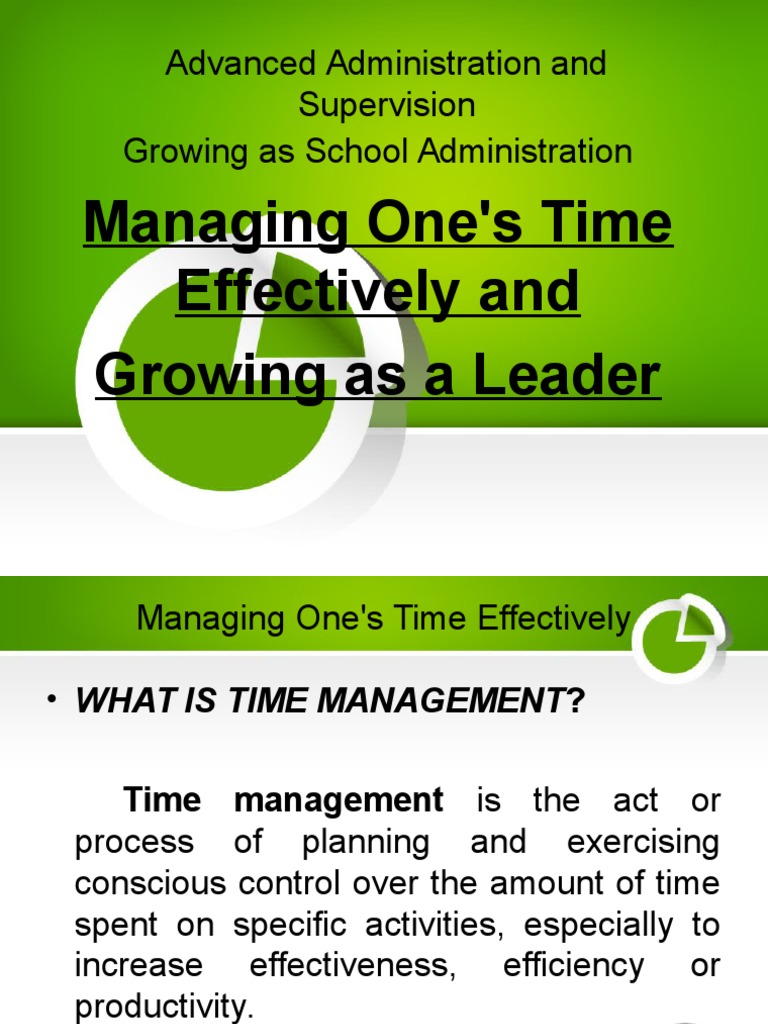 Advanced Administration and Supervision | PDF | Time Management ...