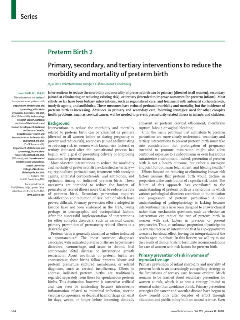 Reducing Preterm Birth: Interventions Explained | PDF | Preterm Birth ...