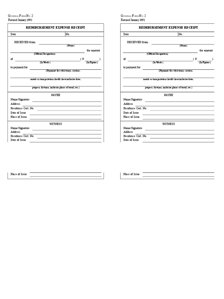 Reimbursement Expense Receipt Template | PDF | Law