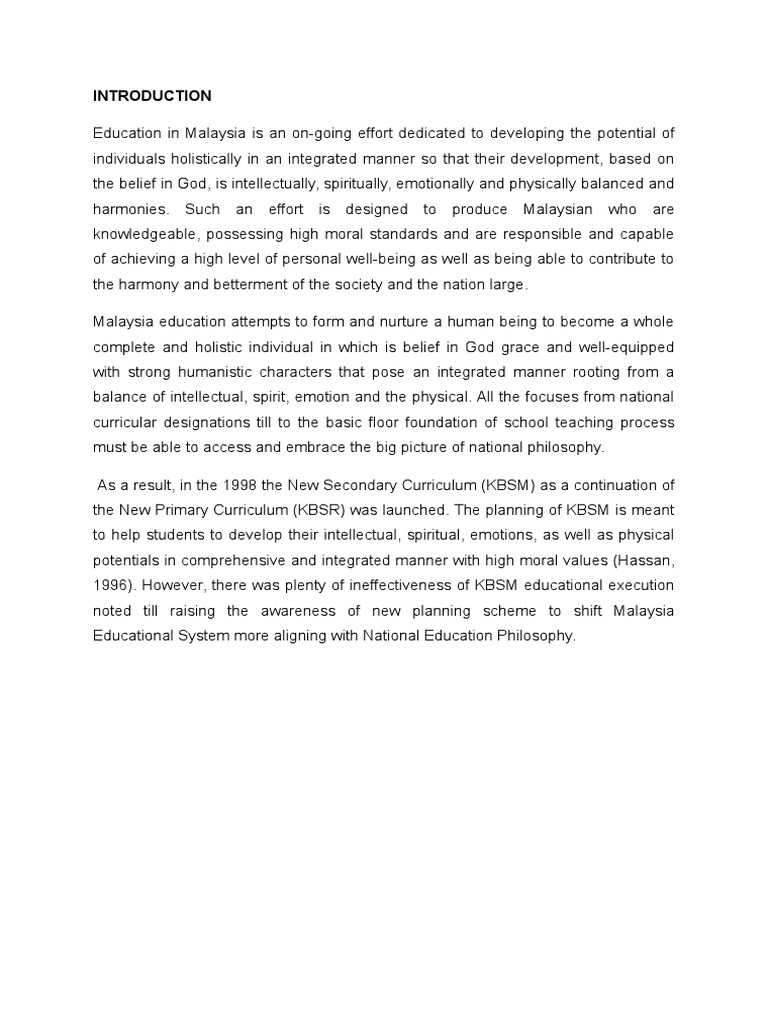 An Overview of Malaysia's New Educational System: KSSR, KSSM and Their ...