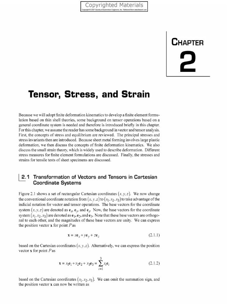 Tensor, Stress, and Strain: Transformation of Vectors and Tensors in ...