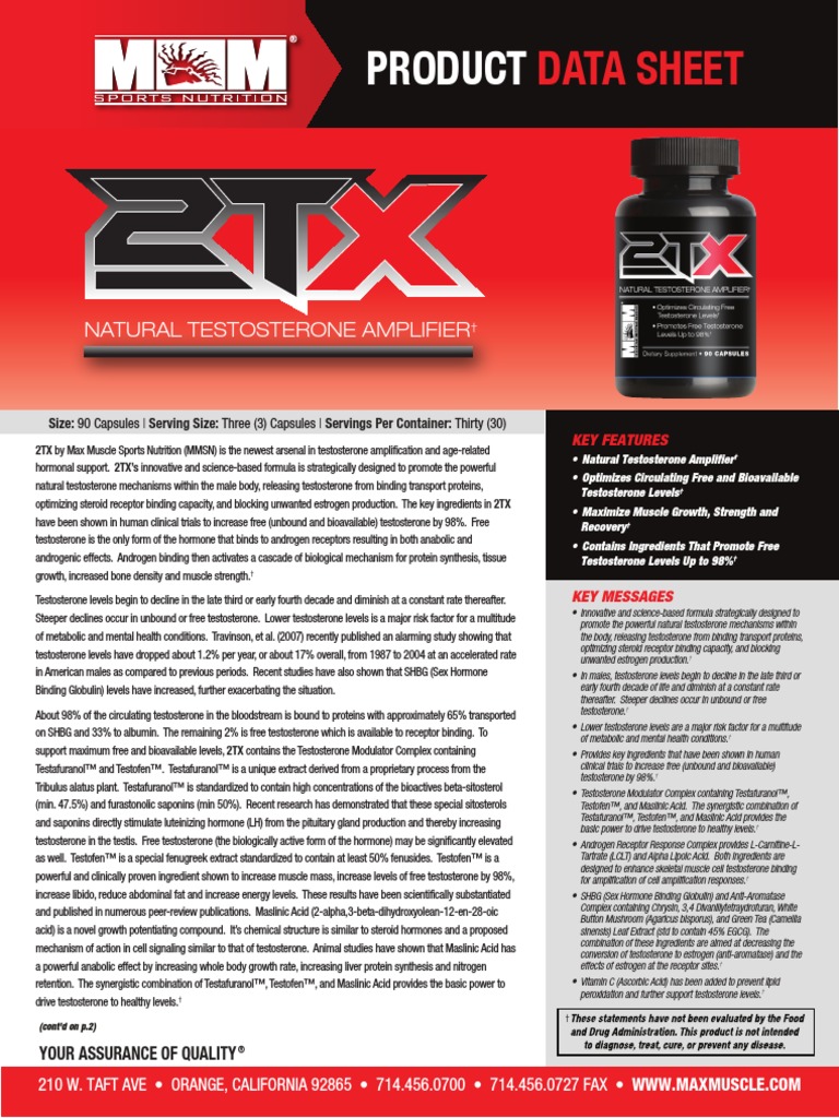 2Tx: Natural Testosterone Amplifier | Testosterone | Androgen