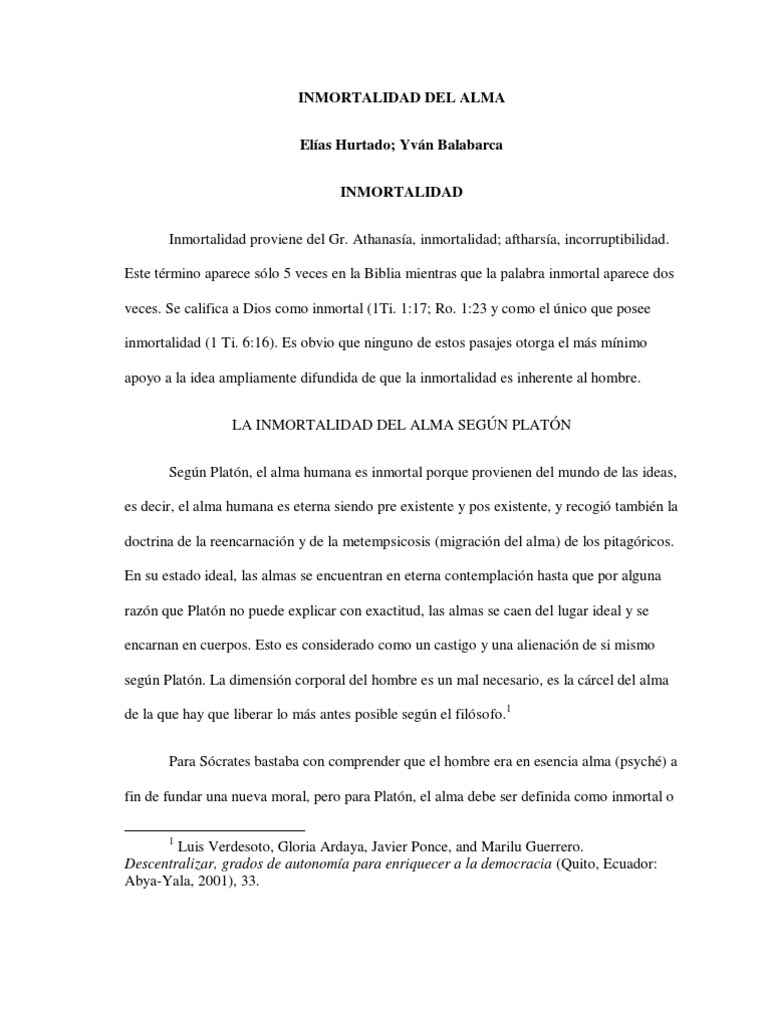 Inmortalidad del Alma: Perspectivas Filosóficas y Religiosas | PDF ...