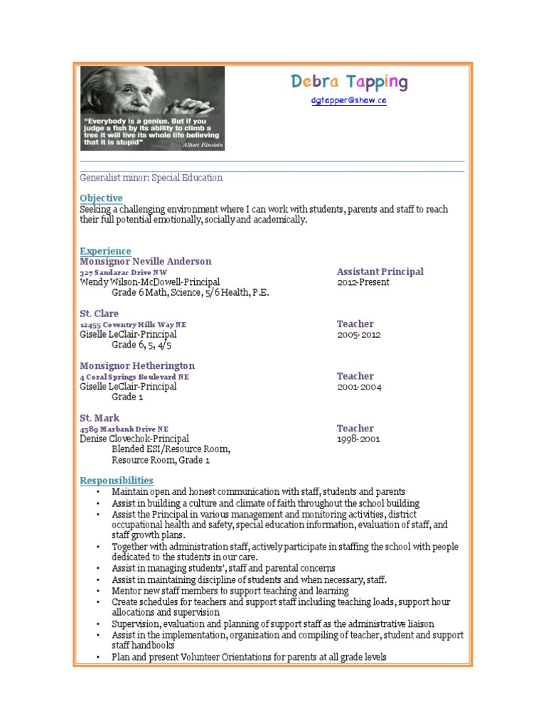 Debra Tapping Resume | PDF | Special Education | Teachers