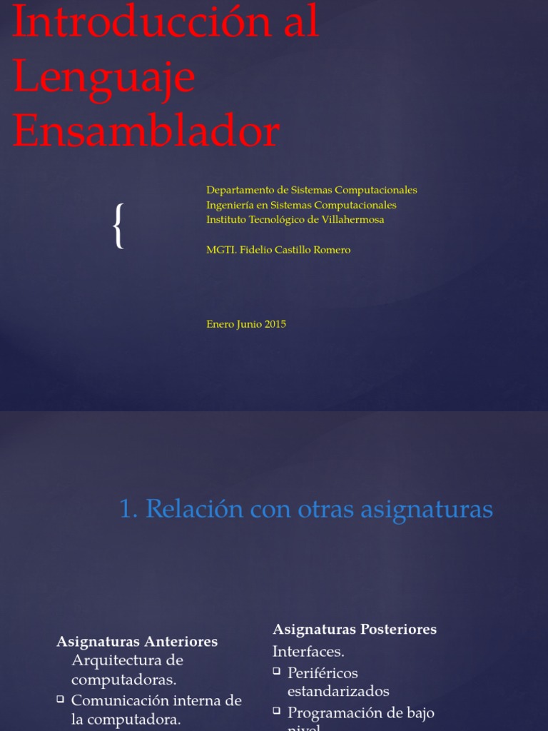 Presentacion 1 Lenguaje Ensamblador | Descargar gratis PDF | Lenguaje ensamblador | Programa de ...