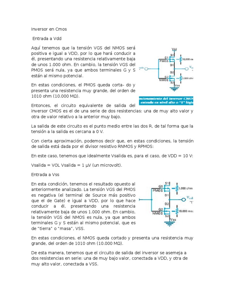 Inversor en Cmos | PDF | Puerta lógica | Transistor