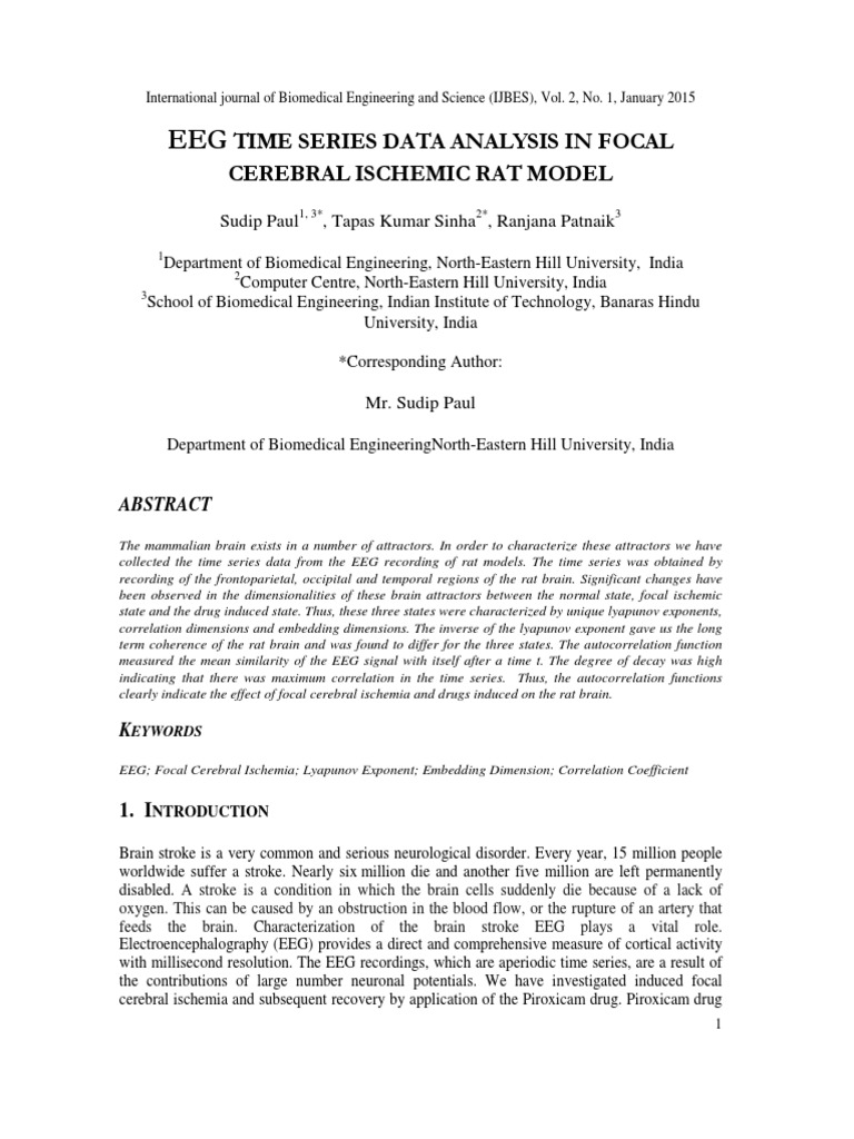 Eeg Time Series Data Analysis in Focal Cerebral Ischemic Rat Model ...