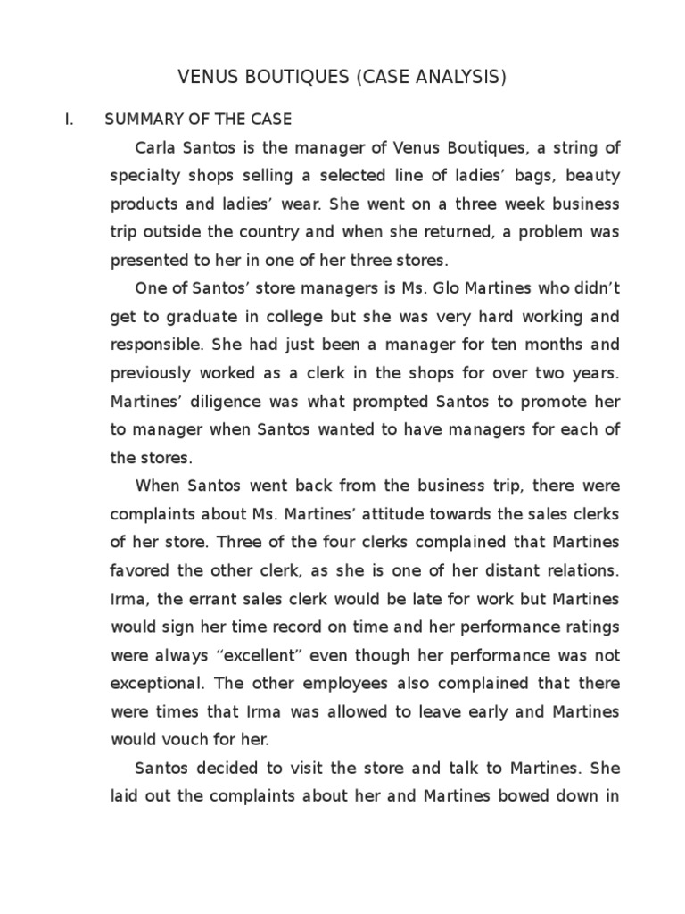 Addressing Favoritism at Venus Boutiques | PDF | Performance Appraisal ...