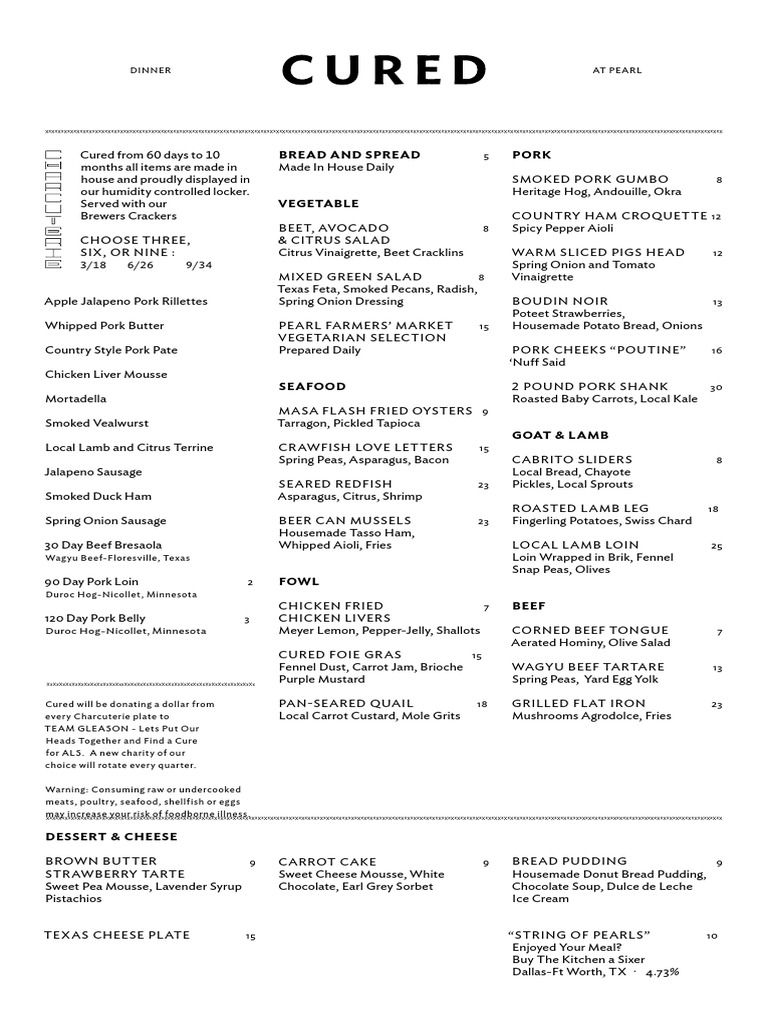 Cured Restaurant Menu Overview | PDF | Home & Garden