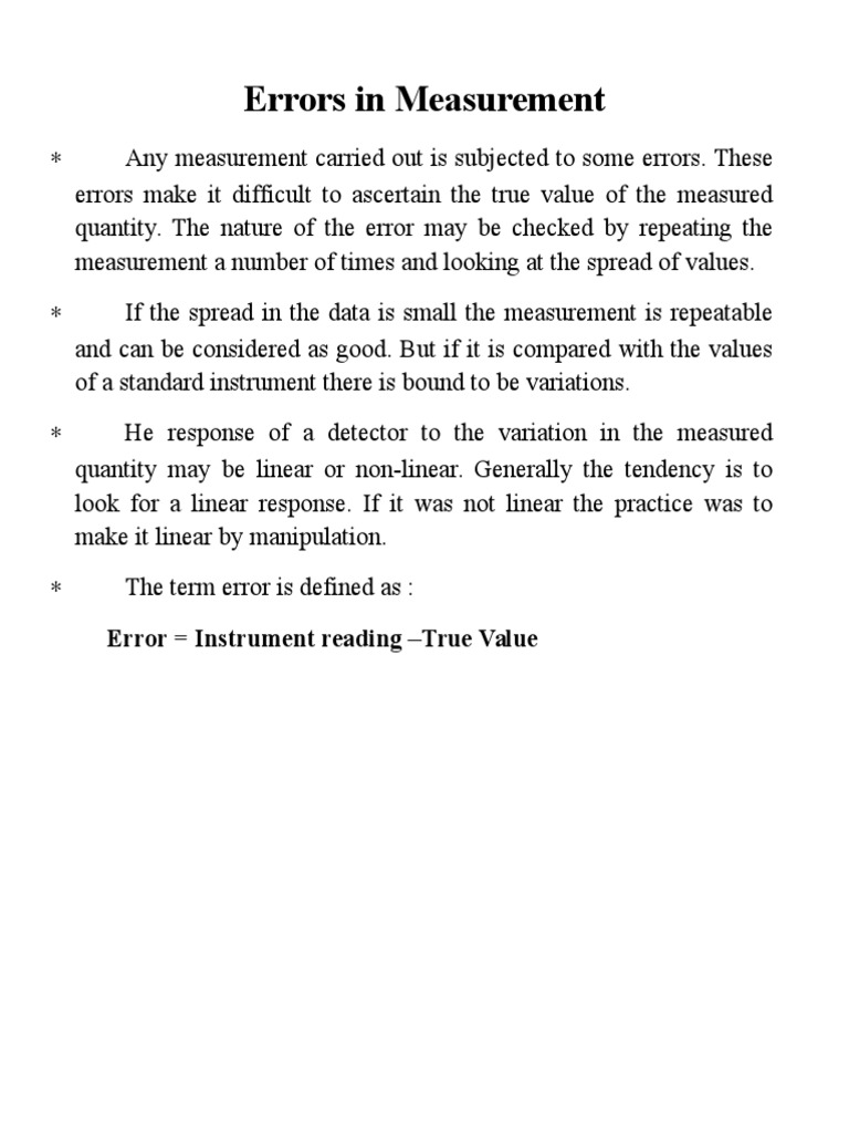 Errors in Measurement | PDF | Observational Error | Accuracy And Precision