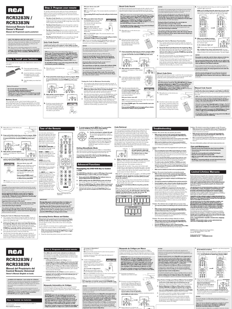 Rca Manual de Control | PDF | Digital Video Recorder | Remote Control