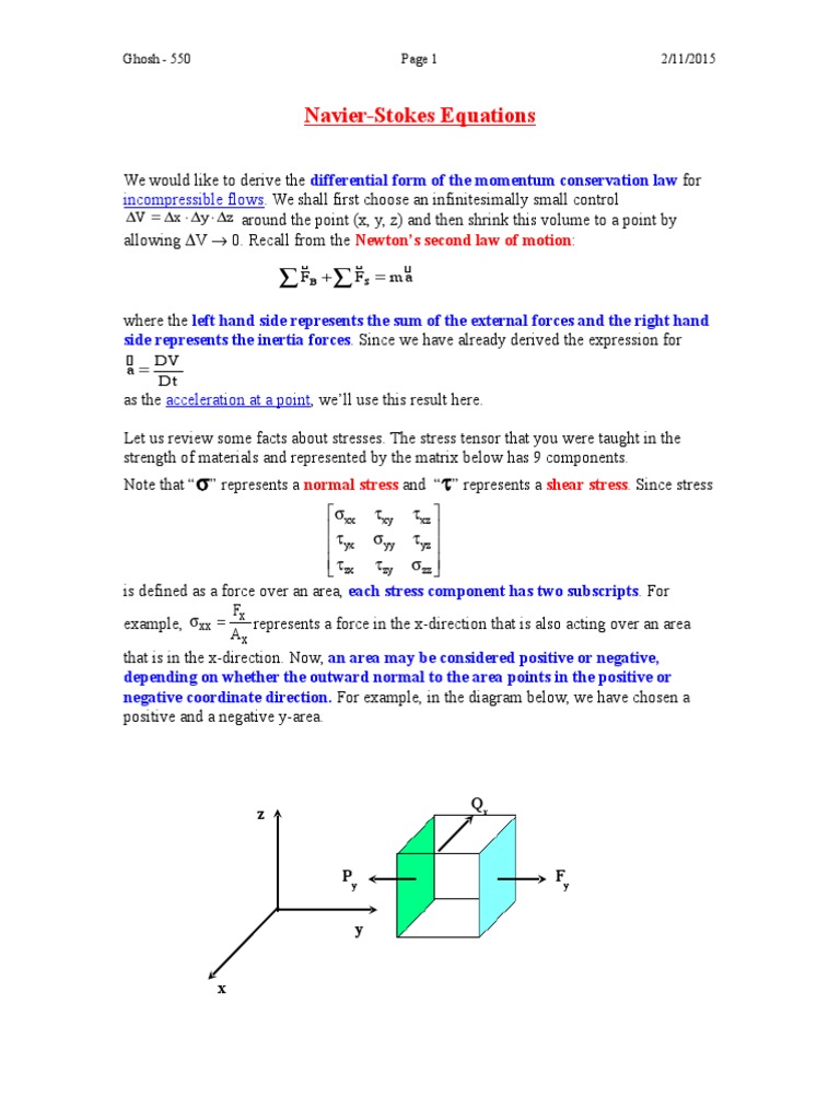 Navier Stokes | Download Free PDF | Navier–Stokes Equations | Continuum ...