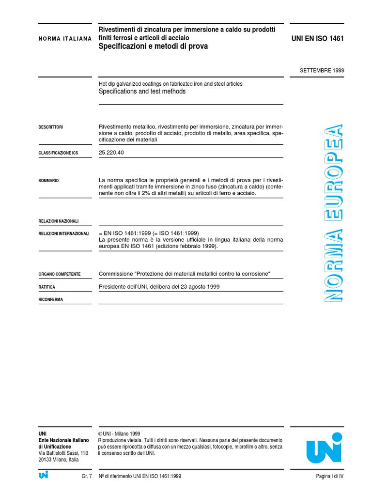 Uni en Iso 1461 | PDF