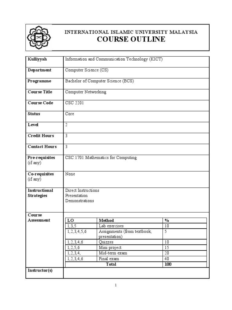 CSC 2201 - Computer Networking-Out Line | PDF | Computer Network | File Transfer Protocol