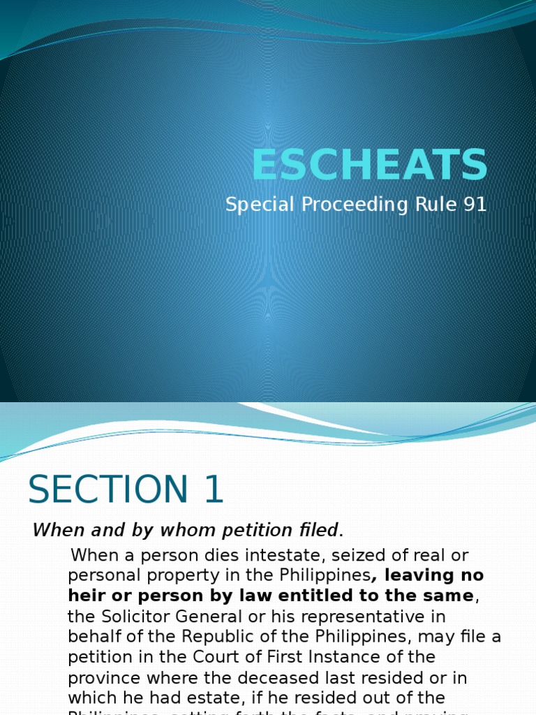 Escheat Proceedings Guide | PDF | Intestacy | Legal Documents