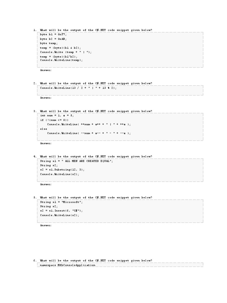 C Sharp Logical Test Pdf C Sharp Programming Language Computer 7130