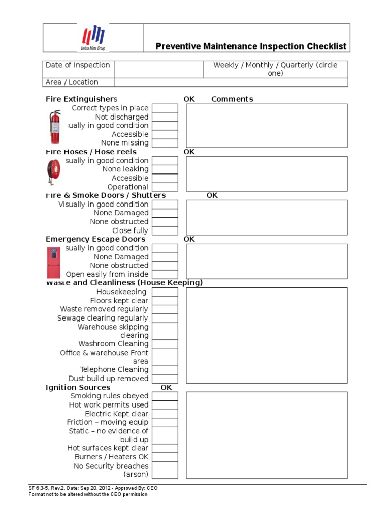 6 3 5 Preventive Maintenance Inspection Form | PDF
