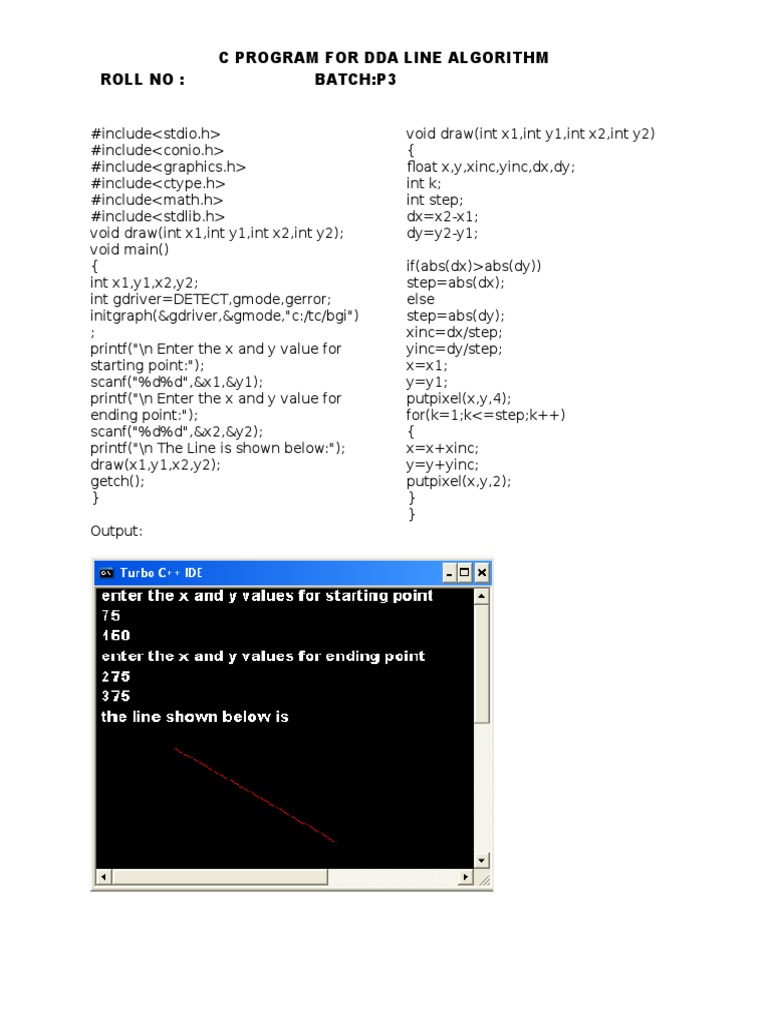 DDA Line Algorithm in C Code | PDF | Technology & Engineering