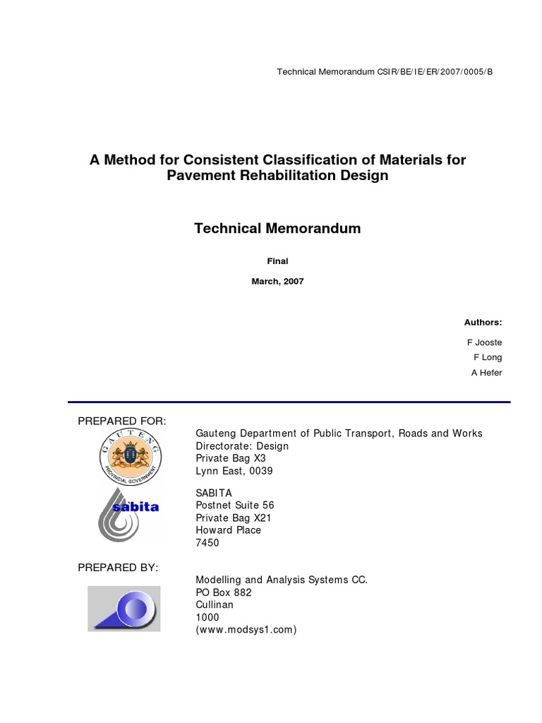 TRH14 Material Classification Method | PDF | Science & Mathematics ...