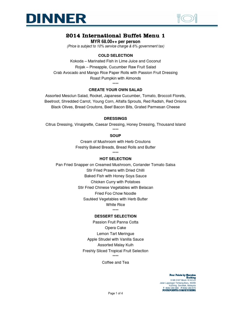Fourpoint Buffet International Buffet Menus 1-Fourpoint3 2014 | PDF ...