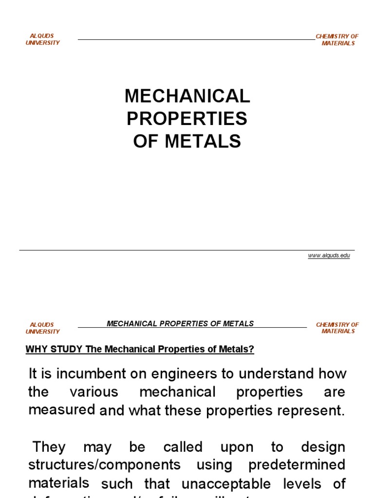 Mechanical Properties of Metals Explained | PDF | Deformation ...