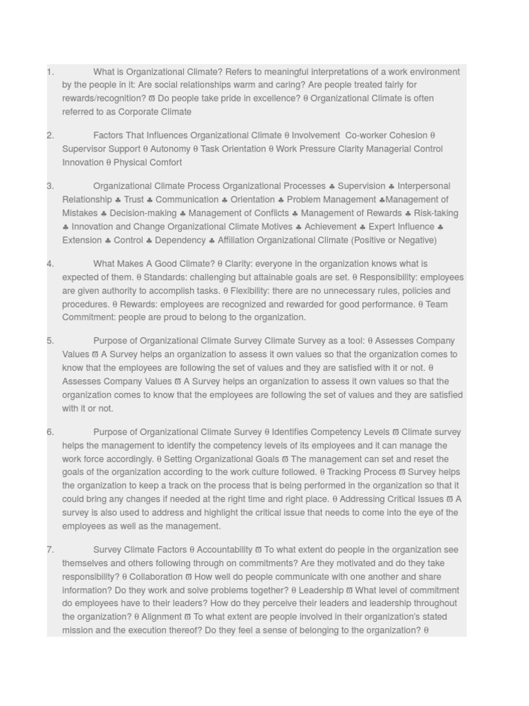 Organizational Climate Factors that Impact Employee Motivation | PDF ...