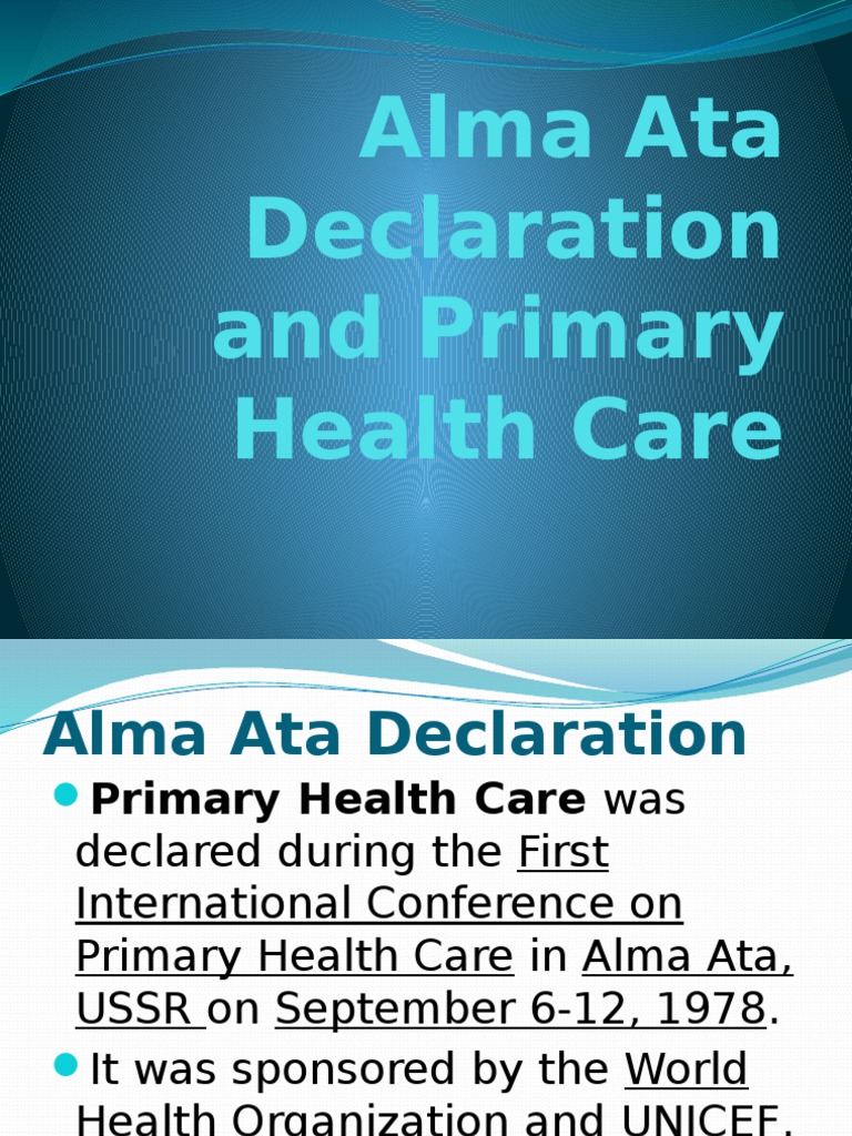 Alma Ata Declaration | PDF | Health Education | Community