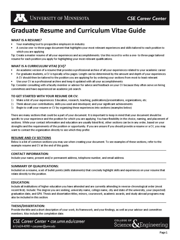 Graduate Resume & CV Guide | PDF | Résumé | Thesis
