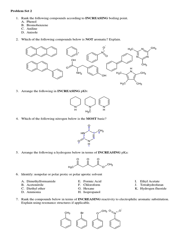 Organic Chemistry Problem Set 2 | PDF