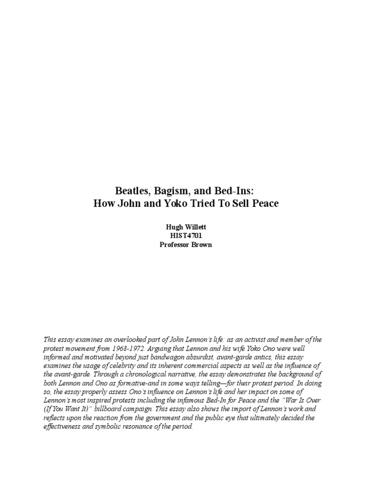 Beatles, Bagism, and Bed-Ins: How John and Yoko Tried To Sell Peace ...
