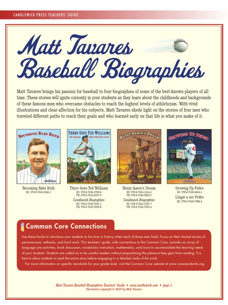 Matt Tavares Baseball Biographies Teachers' Guide | PDF | Babe Ruth ...