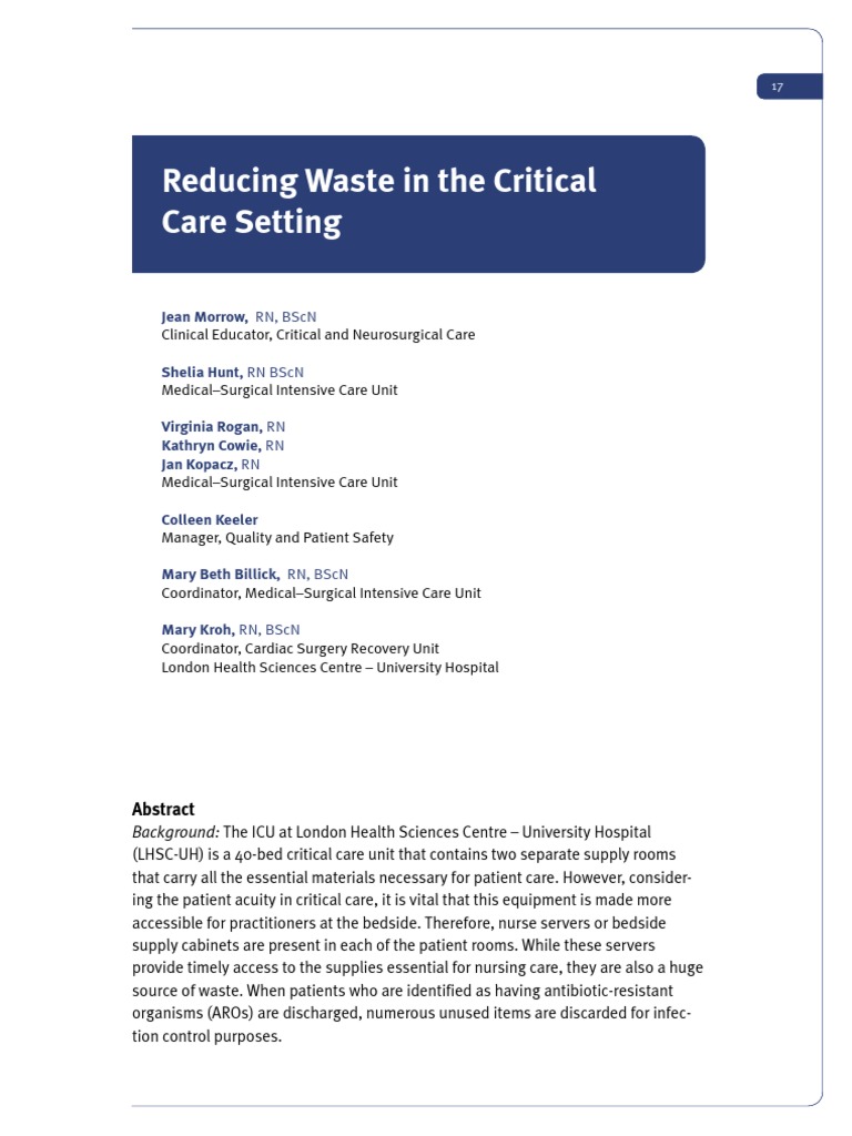 Reducing Waste in ICU | PDF | Intensive Care Unit | Infection Control