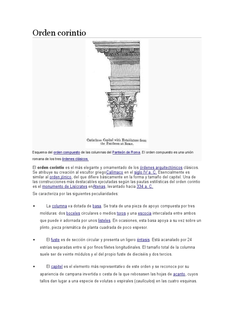 Orden Corintio | PDF | Columna | Diseño arquitectonico