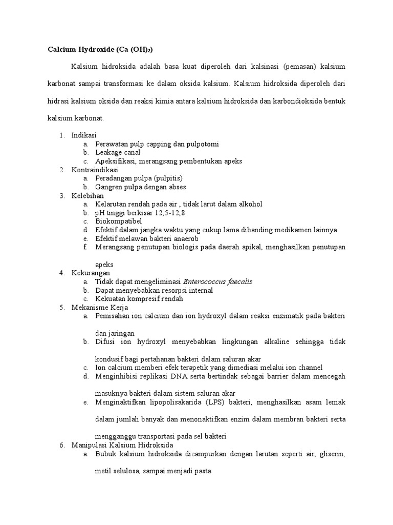 Ca (OH) 2, TKF, CHKM | PDF