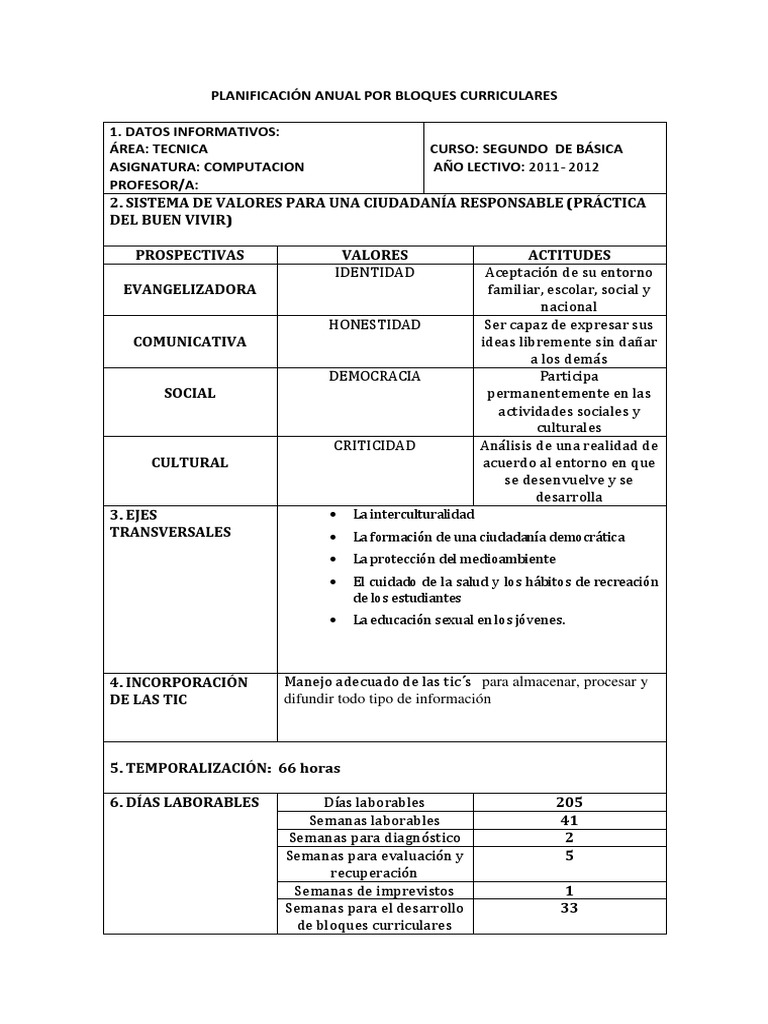 Plan Anual Computacion | PDF | Microsoft Excel | Microsoft PowerPoint