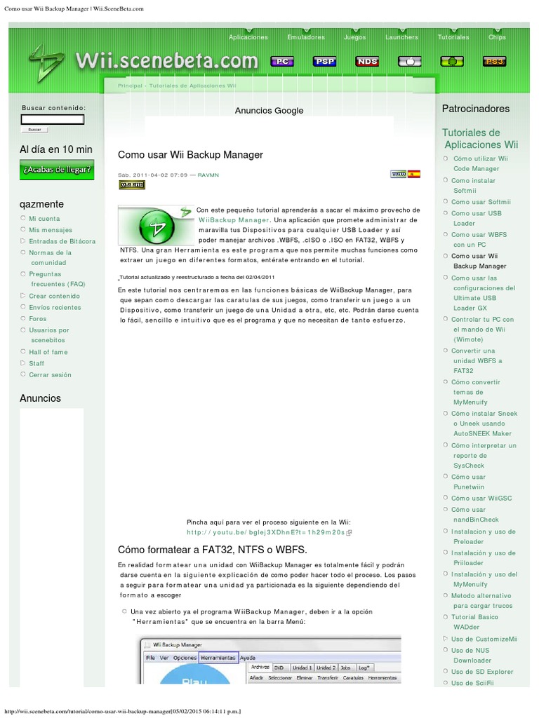 Como Usar Wii Backup Manager | PDF | Memoria USB | Archivo de computadora
