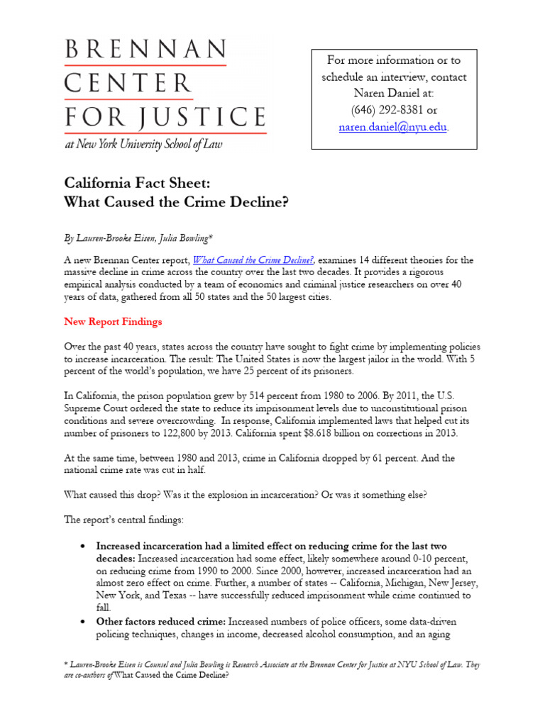 California Fact Sheet: What Caused The Crime Decline? | PDF ...