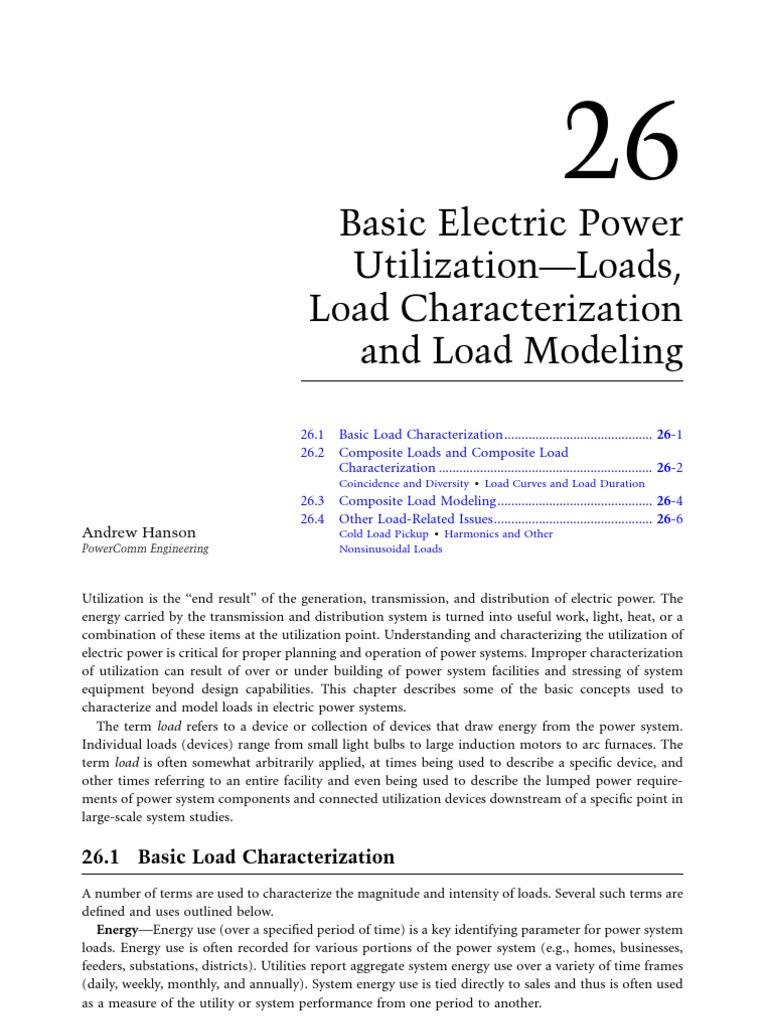 Basic Electric Power Utilization-Loads, Load Characterization and | PDF ...