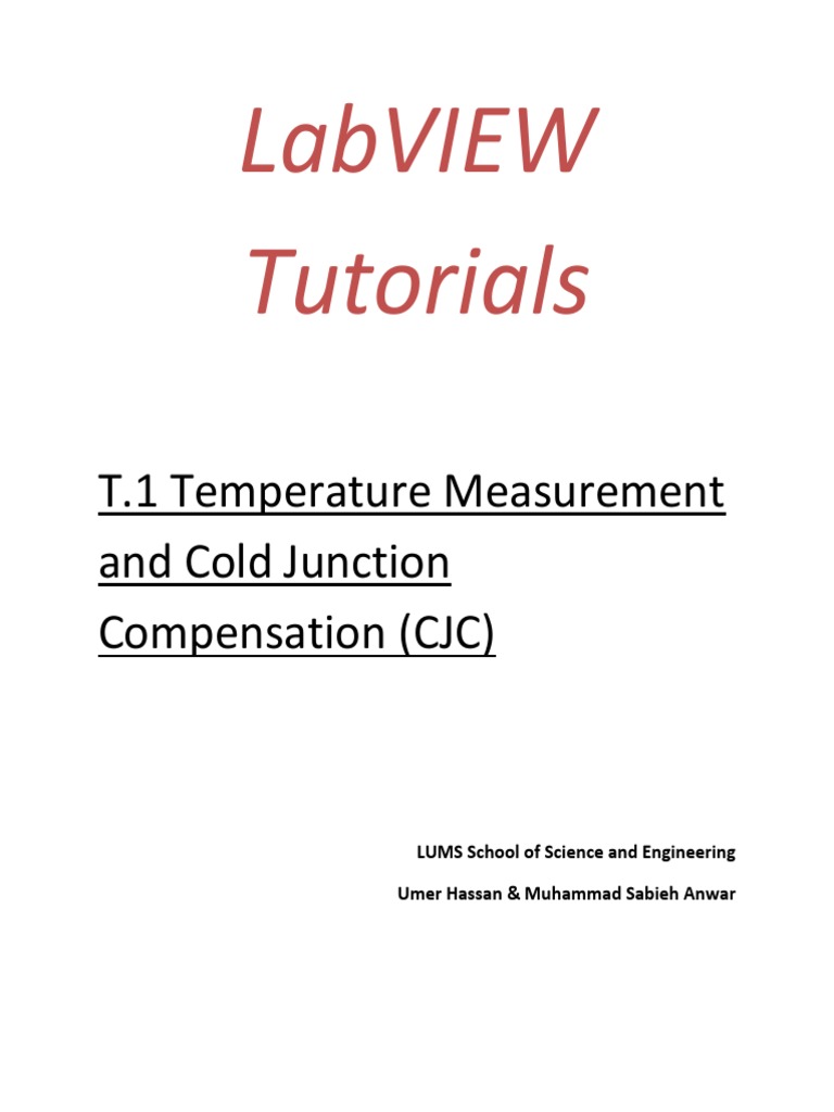 Labview Tutorials: T.1 Temperature Measurement and Cold Junction Compensation (CJC) | PDF ...