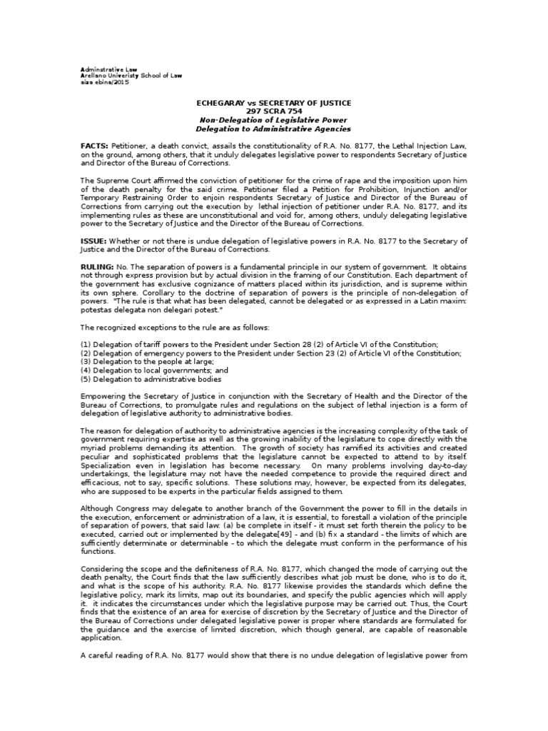 Echegaray Vs Secretary of Justice, 297 SCRA 754 Case Digest ...