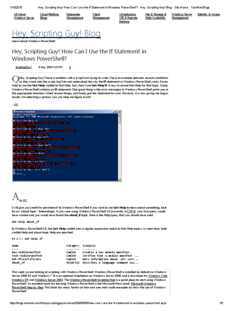 Hey Scripting Guy How Can I Use The If Statement In Windows Powershell Hey Scripting Guy